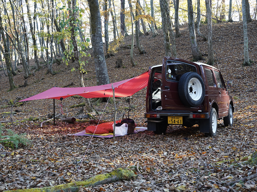 ジムニー(JA11)にタープを接続してみた | CAMP HOUSE